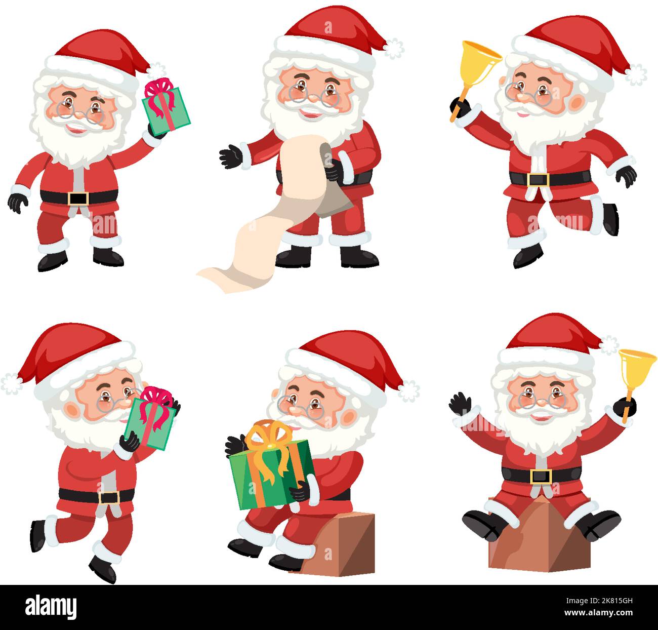 Set of Santa Claus cartoon character illustration Stock Vector Image ...