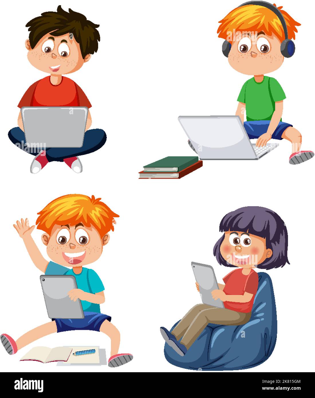 Children using computer tablet illustration Stock Vector Images - Alamy