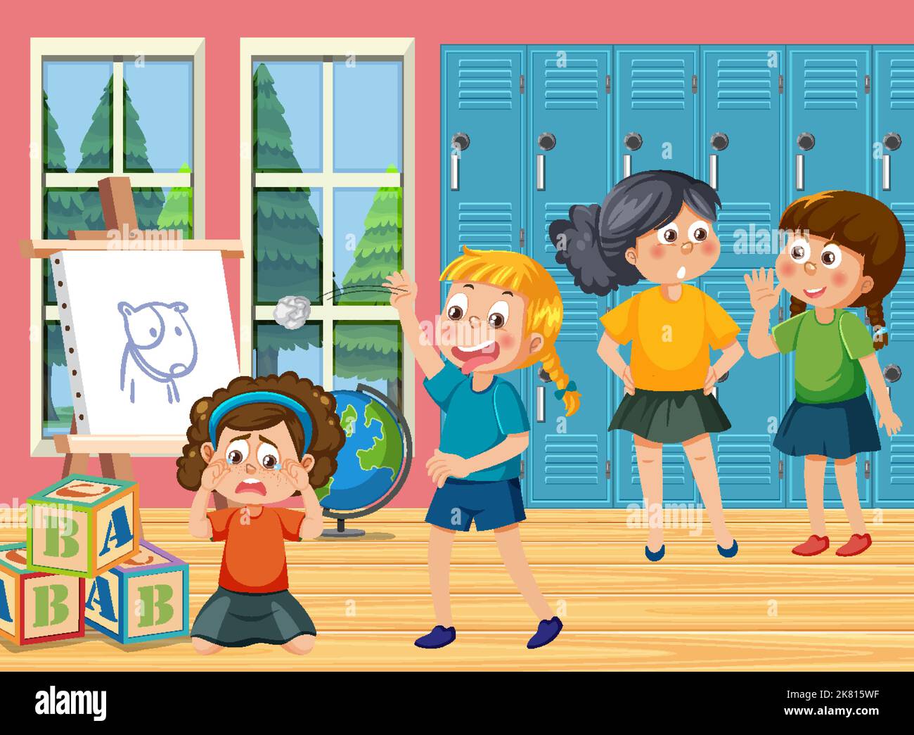 Kids bullying their friend at school illustration Stock Vector Image ...