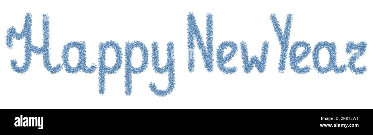Tinsel. Happy New Year. Lettering from a holiday decoration. Fluffy ...