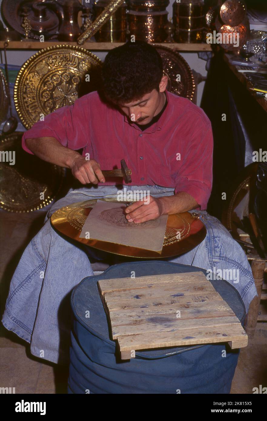 Syria: Brassware artisan in the ancient Great Bazaar, Aleppo (1997 ...