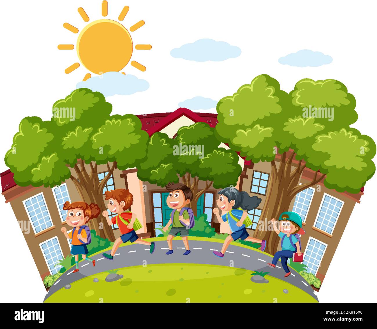 Happy kids at school illustration Stock Vector Image & Art - Alamy