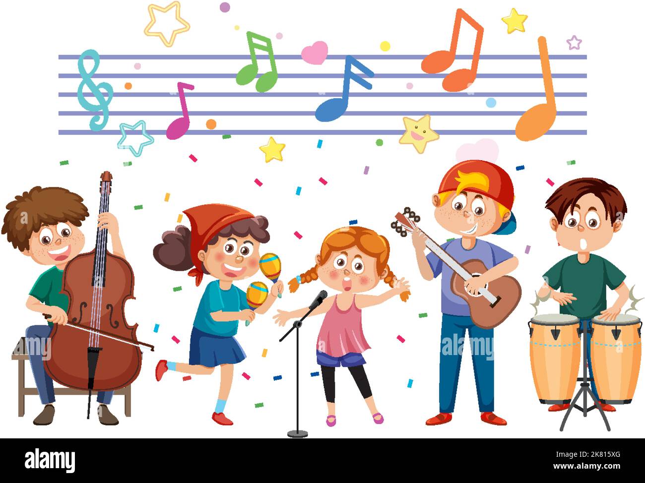 Children playing musical instrument illustration Stock Vector Image ...
