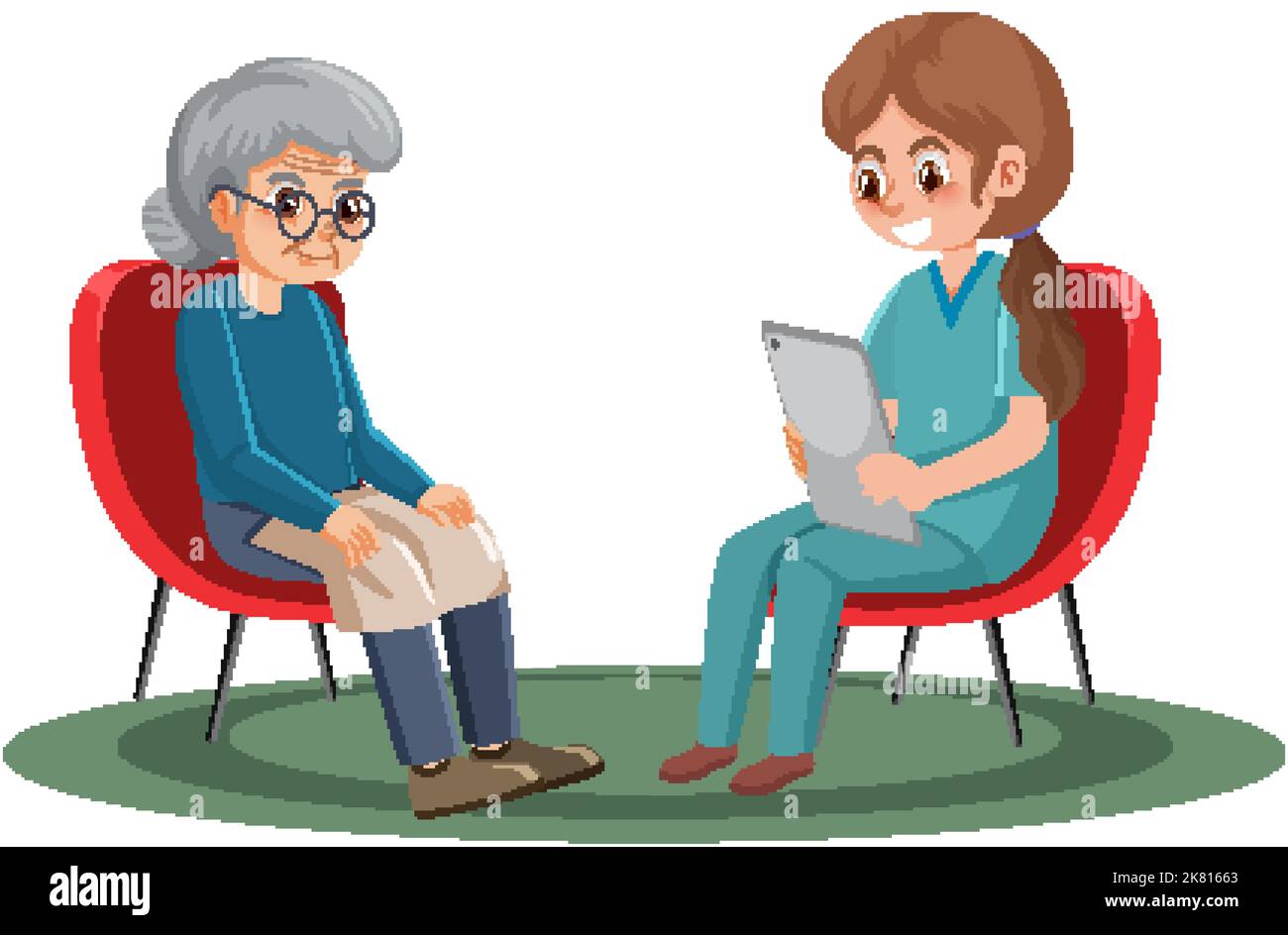 Nurse with patient cartoon character illustration Stock Vector Image ...
