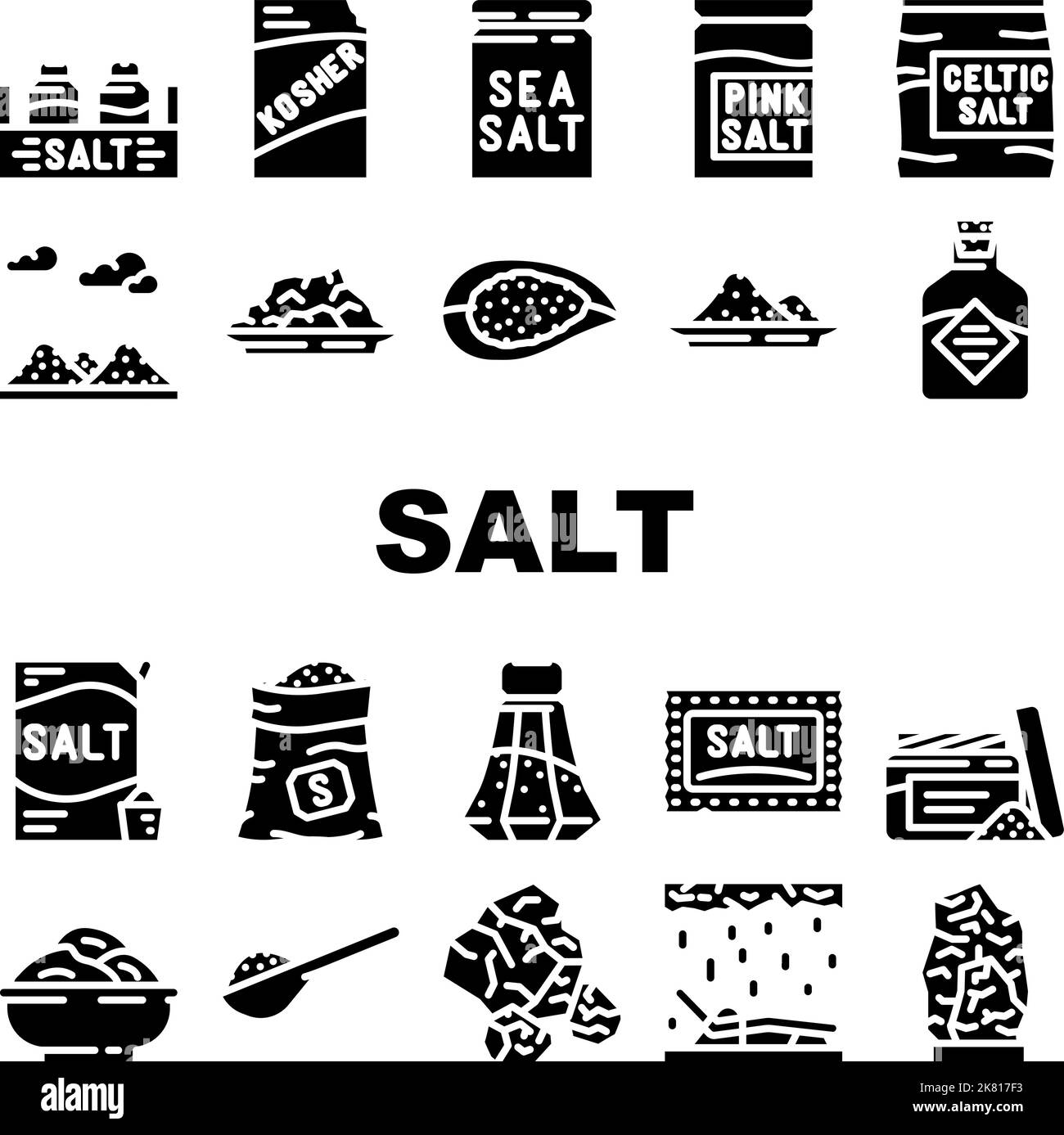 salt sea food crystal powder icons set vector Stock Vector Image & Art ...