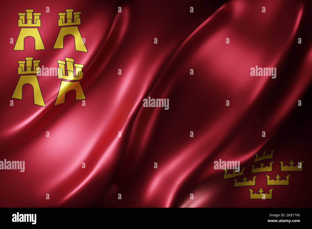 3d rendering of a silked Murcia Spanish Community flag Stock Photo - Alamy