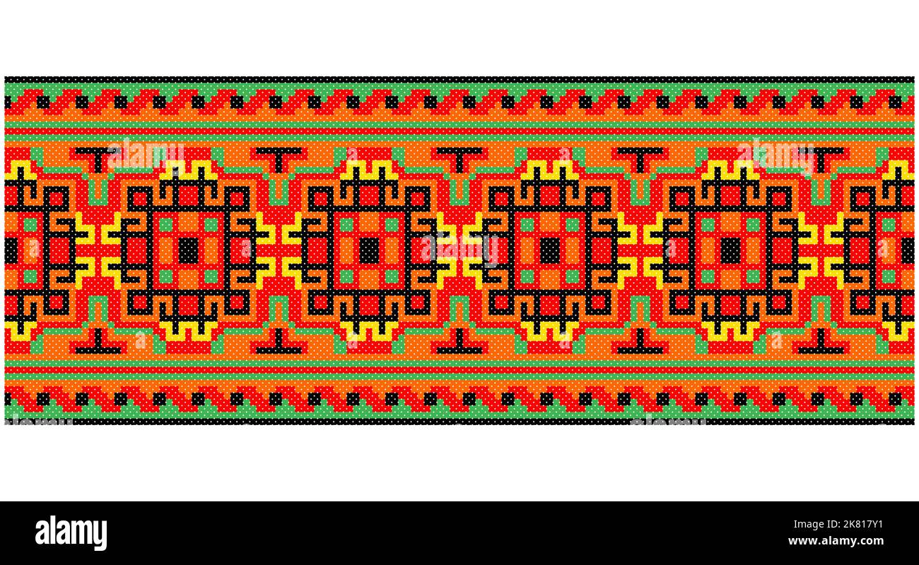 Embroidered good like old handmade cross-stitch ethnic Ukraine pattern ...