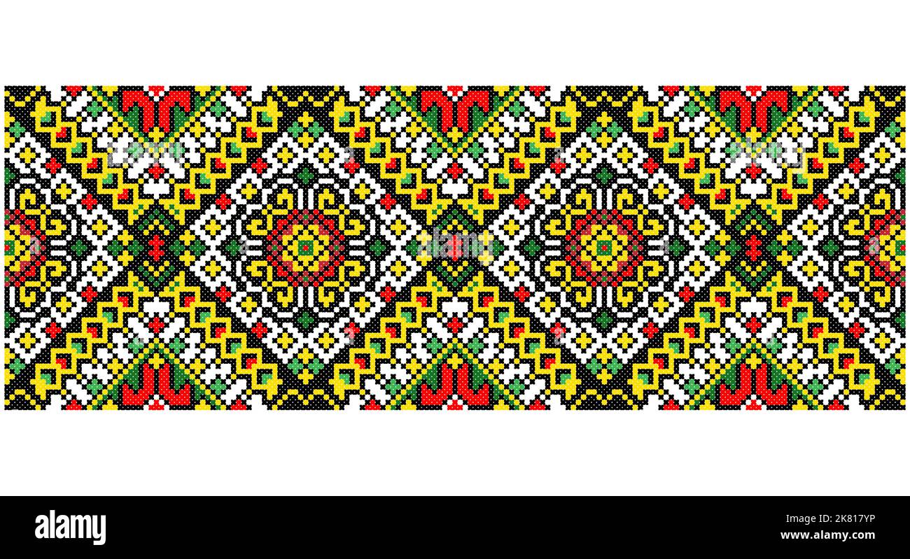 Embroidered good like old handmade cross-stitch ethnic Ukraine pattern ...