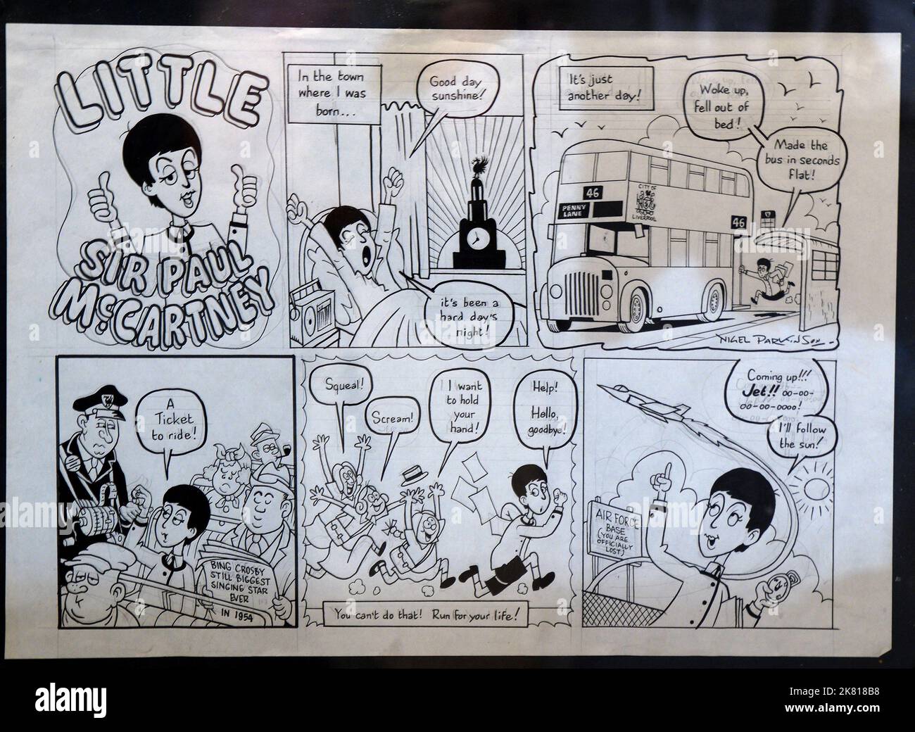The story board for the unused "Little Sir Paul McCartney" comic strip featuring the former ...