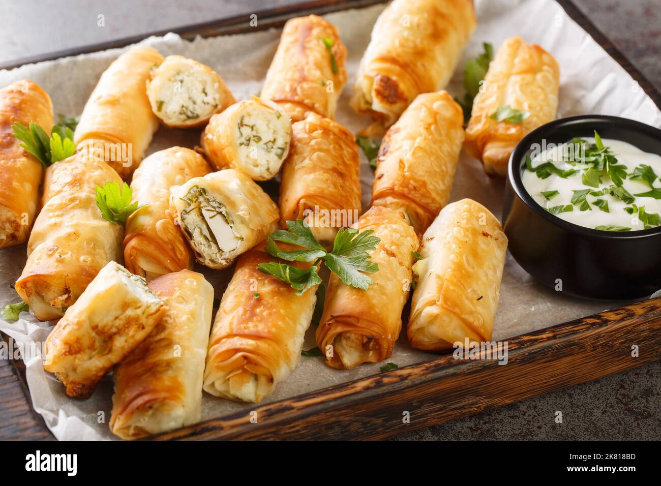 Sigara boregi Turkish snacks made from phyllo pastry, stuffed with feta ...