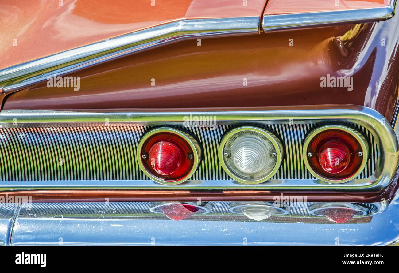 The rear lights and chrome work of a 1960 Chevrolet Impala Stock Photo ...