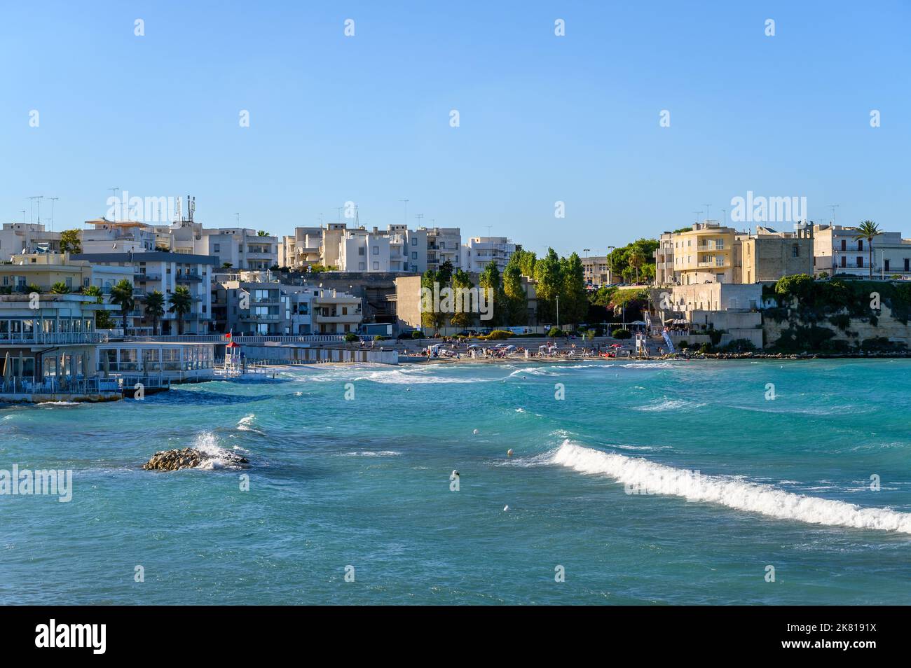 View from the promenade across the bay to the north side of Otranto ...