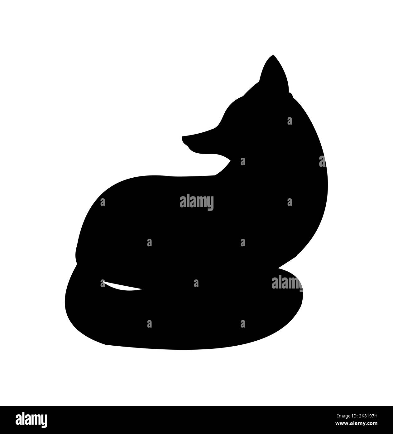 Fox curled up into ball. Animal silhouette. Wild life picture. Isolated ...