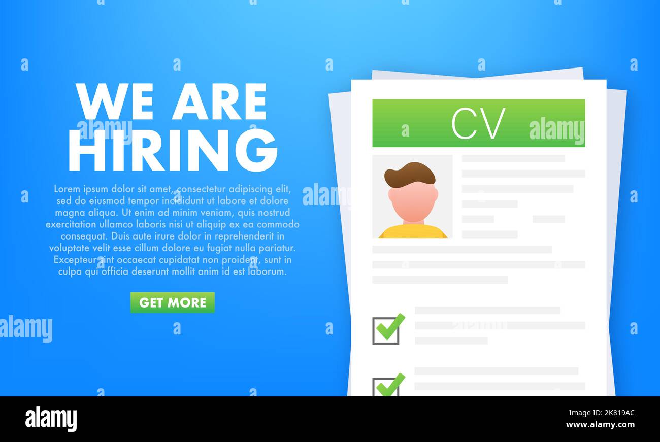 We are hiring flat cartoon illustration. Recruitment concept. Hire ...