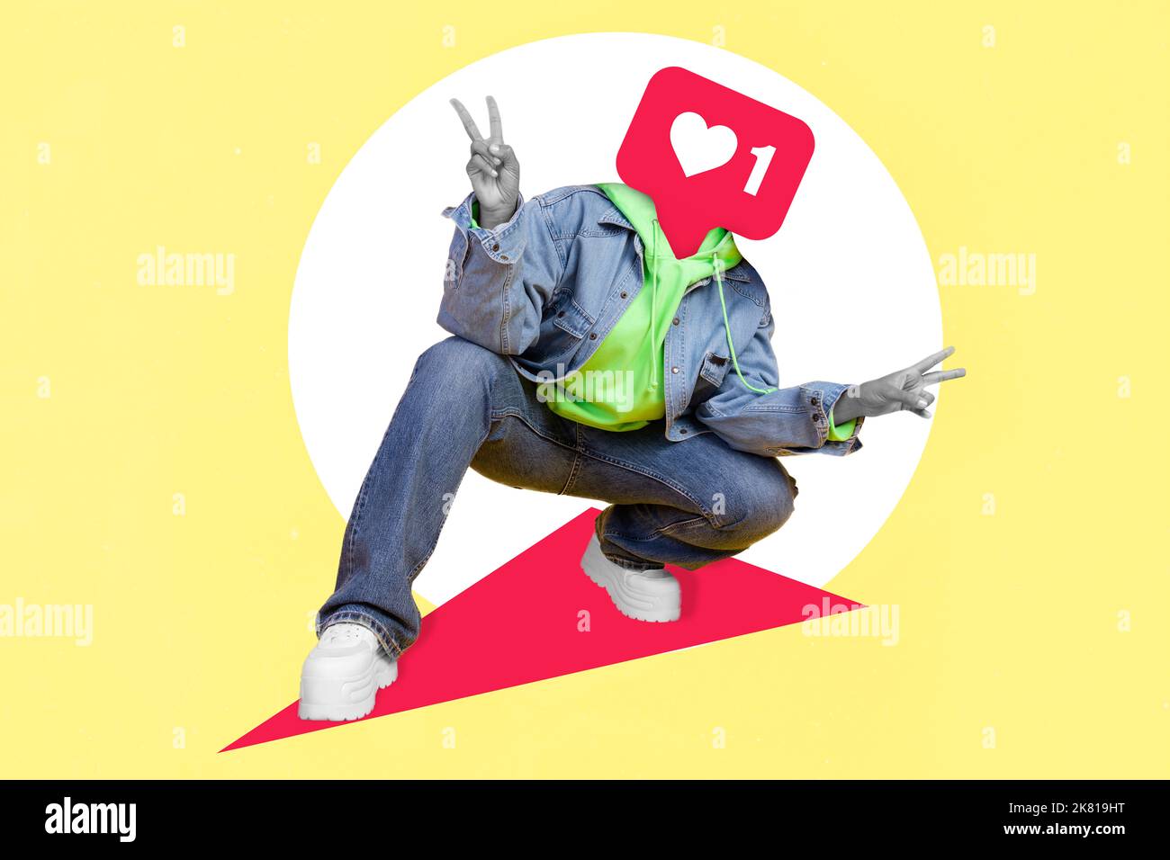 Photo artwork minimal picture of funny funky lady heart like card ...