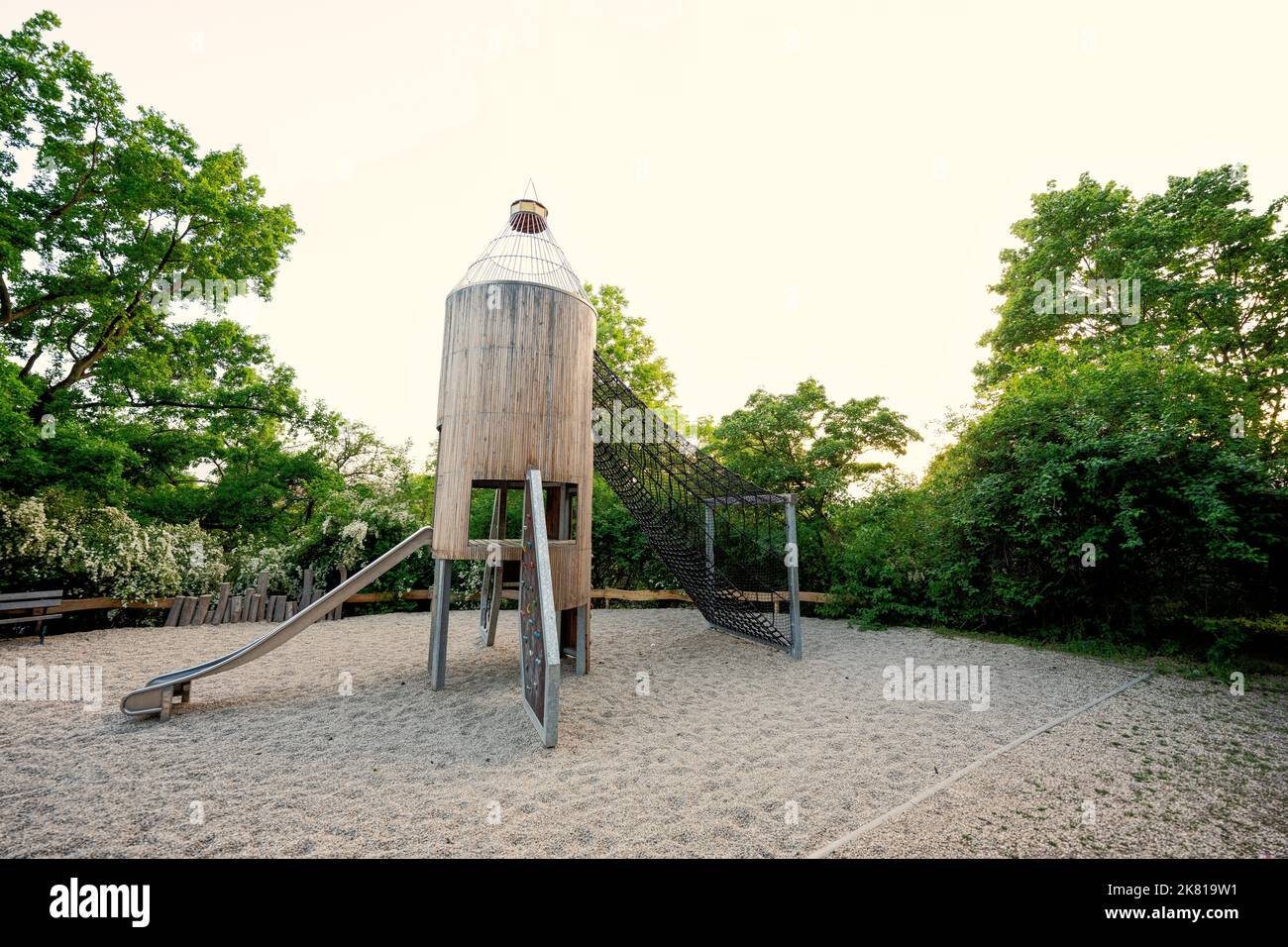 Rocket slide children's playground toy set in public park Stock Photo ...
