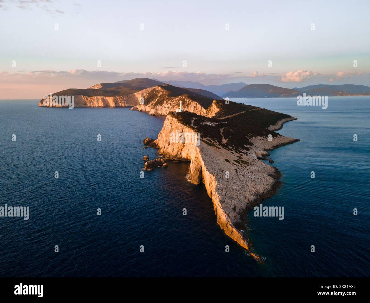 aerial view of Lefkada island lighthouse at the cliff Stock Photo - Alamy