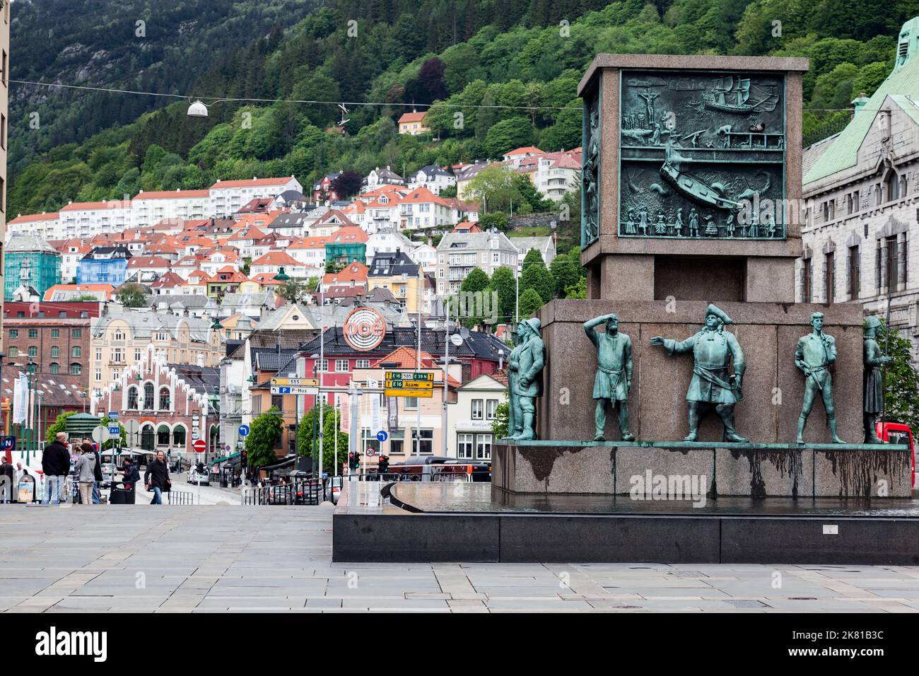 A beautiful shot of the Sailor's Monument monument in Bergen, Norway ...