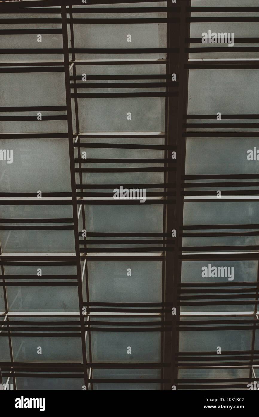 A vertical bottom view of the wooden frame, ceiling structure Stock ...