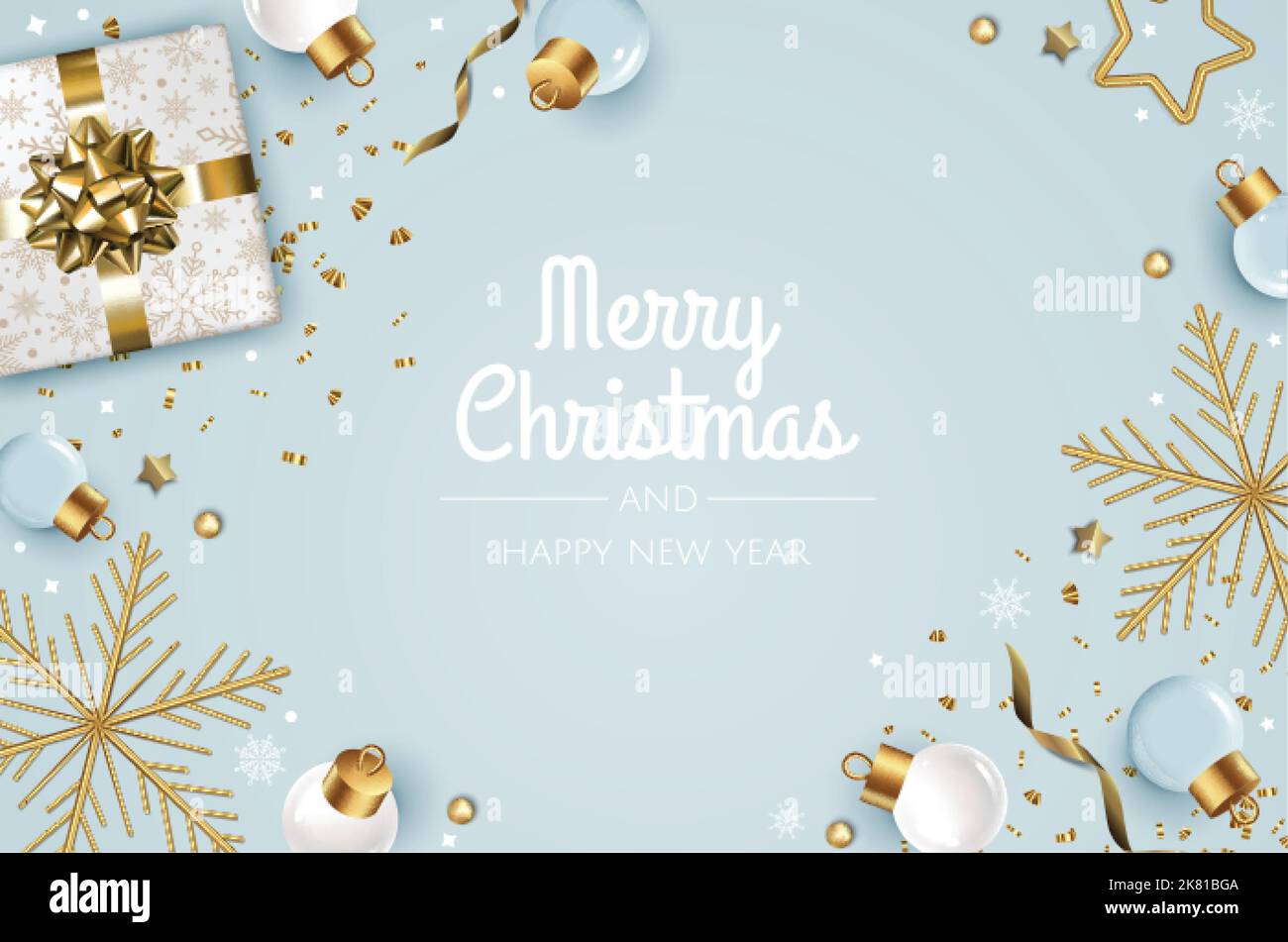 Merry Christmas and Happy New Year. Xmas Festive background with ...