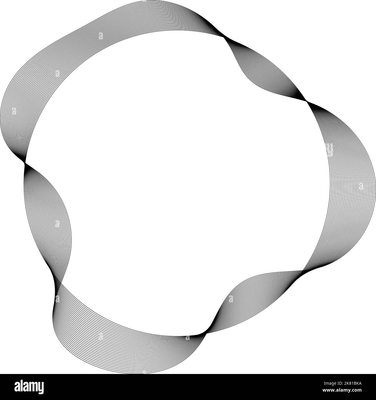 A vector illustration of a circular wavy frame of a textured see ...