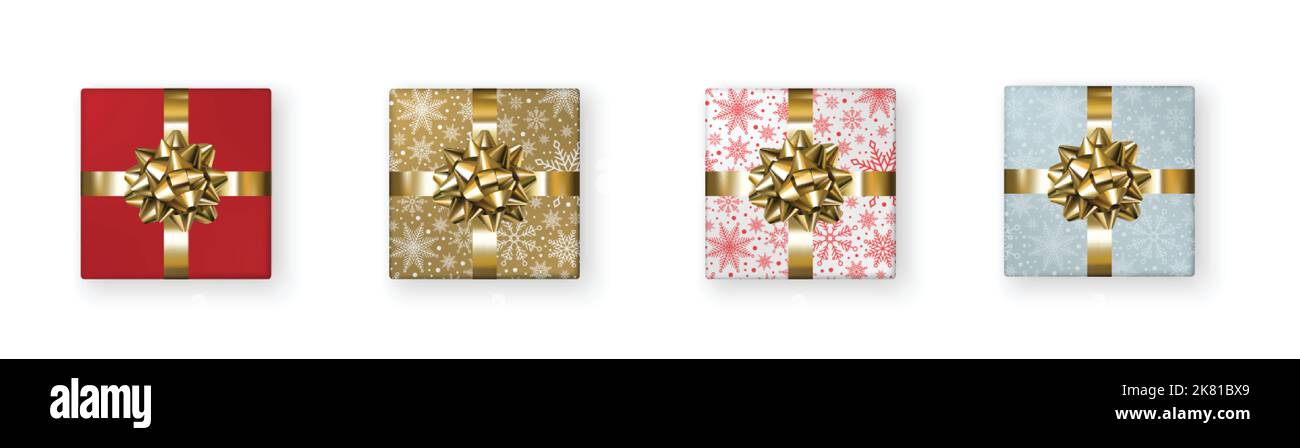Collection of realistic gift boxes, decorative presents isolated on ...