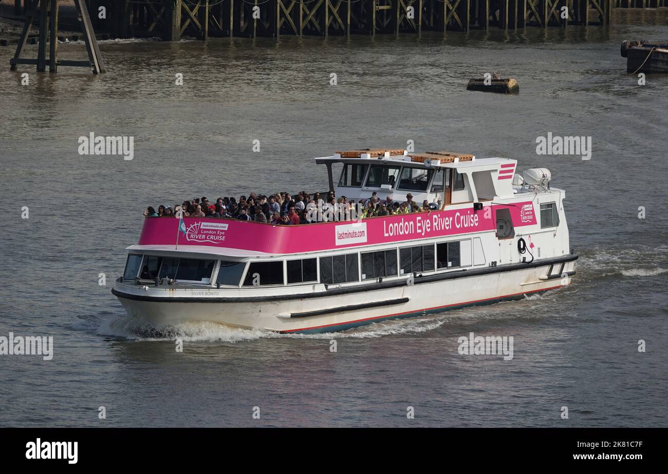 A closeup shot of the London Eye River Cruise passenger vessel on the ...