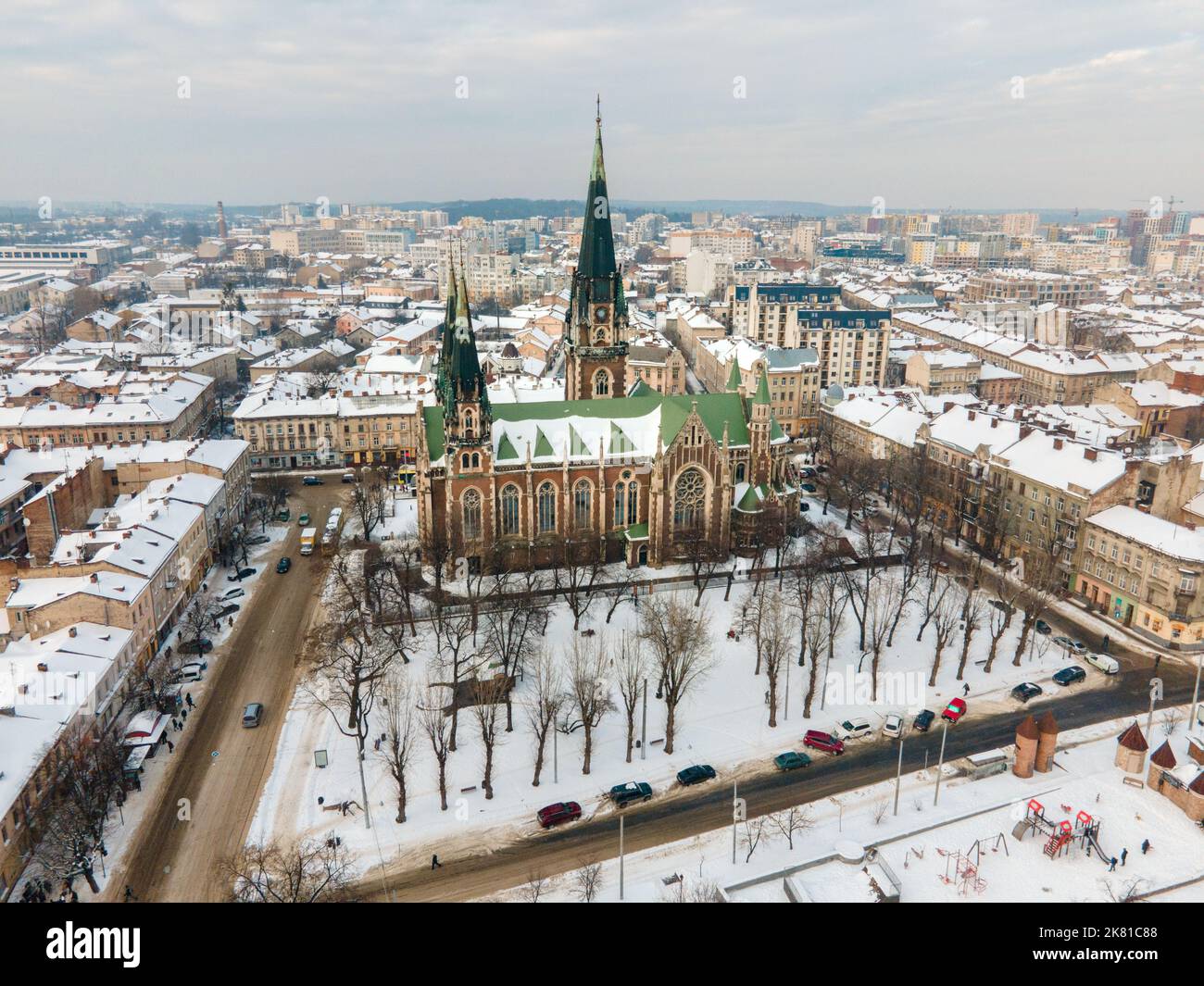 aerial view of Elzhbeta Church in lviv city Stock Photo - Alamy