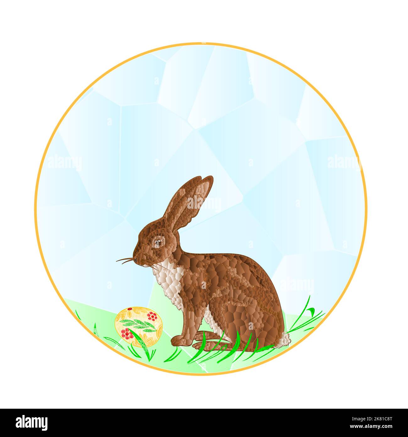 Button the circular Easter Bunny and Easter egg polygons vector illustration Stock Vector Image ...