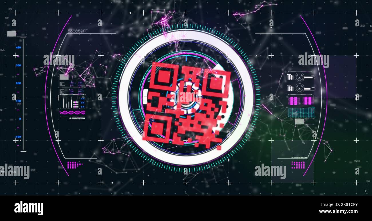 Qr code scanner over network of connections against digital interface ...