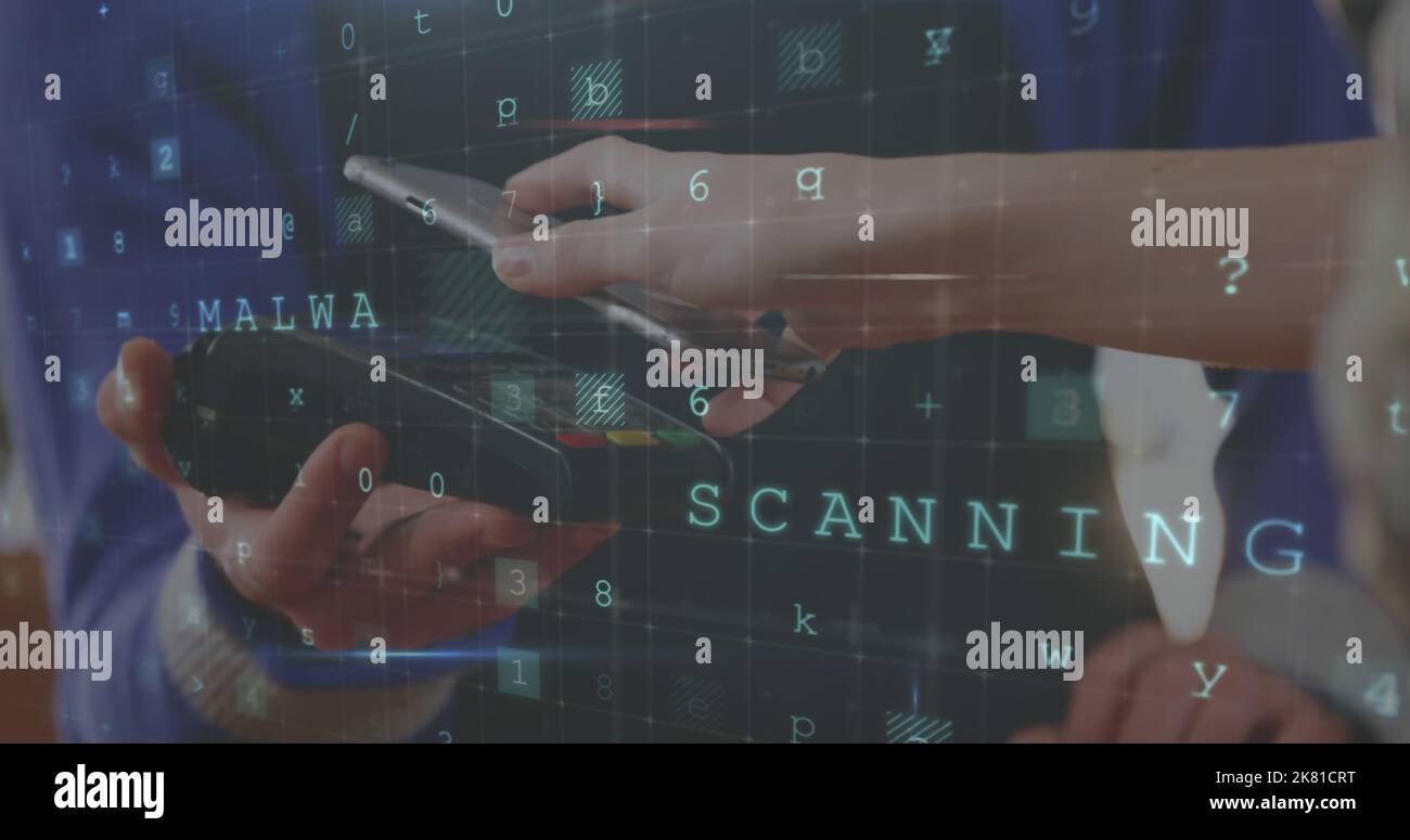 Cashier scanning a bar code from a phone 4k Stock Photo - Alamy