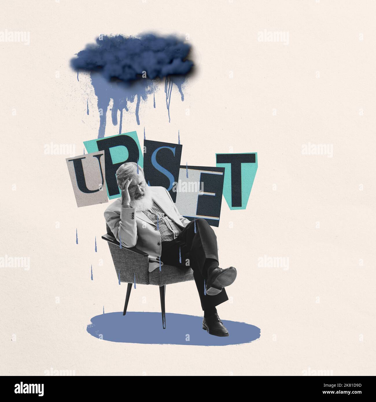 Old age, problem and people concept - senior man in glasses thinking ...