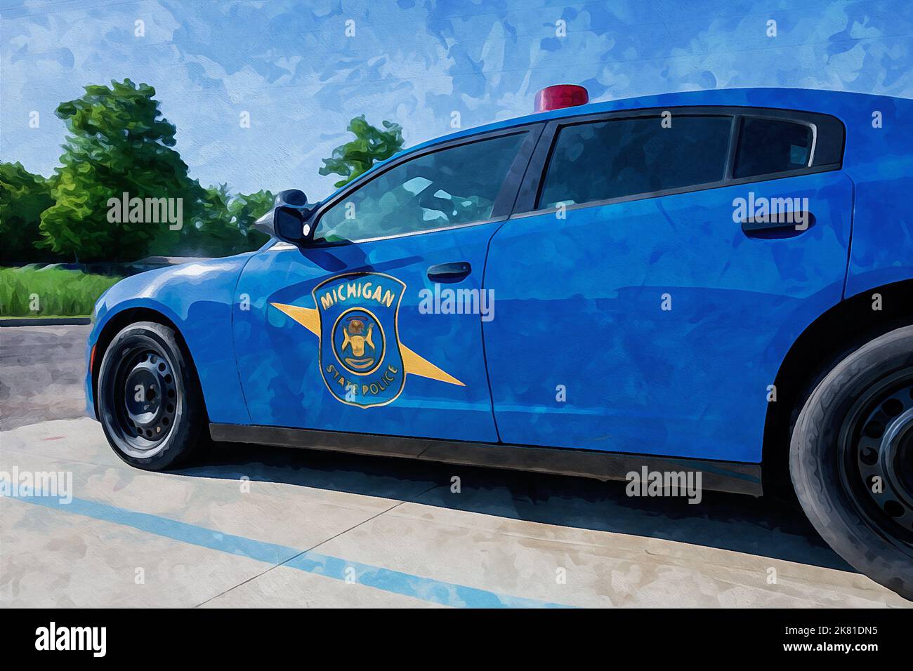 Dimondale MI - June 4, 2022: Digitally created watercolor painting of a ...