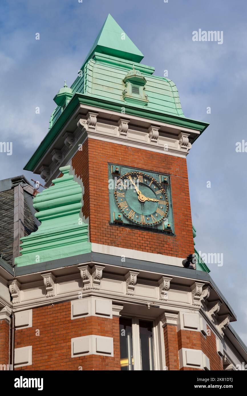 Brick clock tower in Bergen, Norway Stock Photo - Alamy
