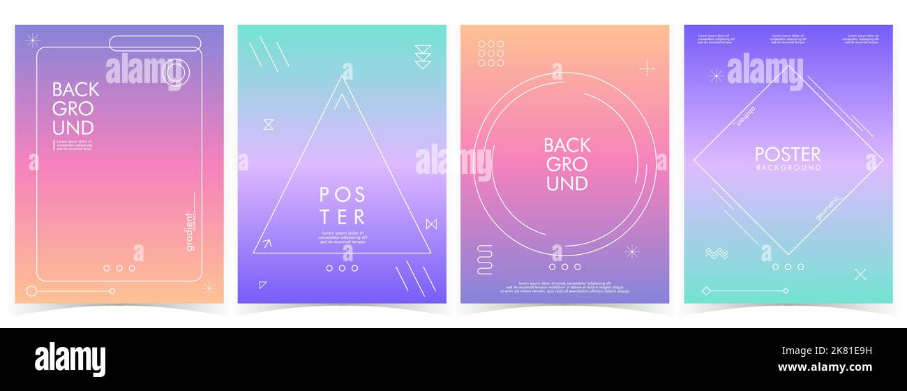 Aesthetic Gradient Pastel Background. Set of 4 modern simple background ...