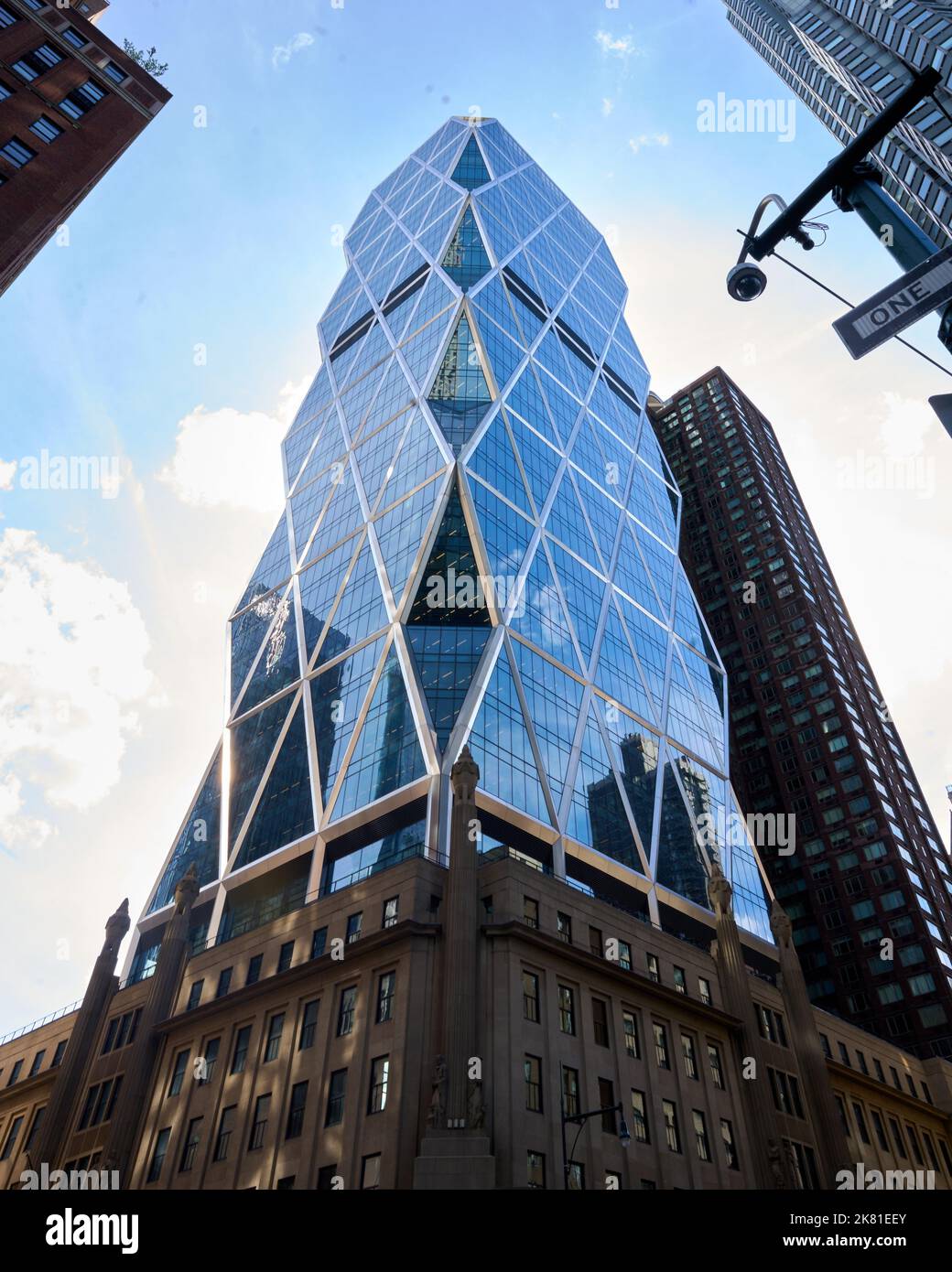 A low angle of Hearst Tower in Manhattan in New York City Stock Photo ...