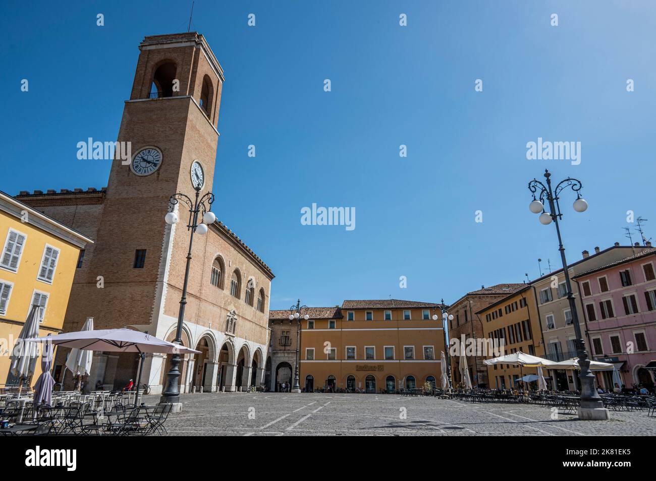 Fano, Italy - 06-22-2022: The beautiful central square of Fano with the ...
