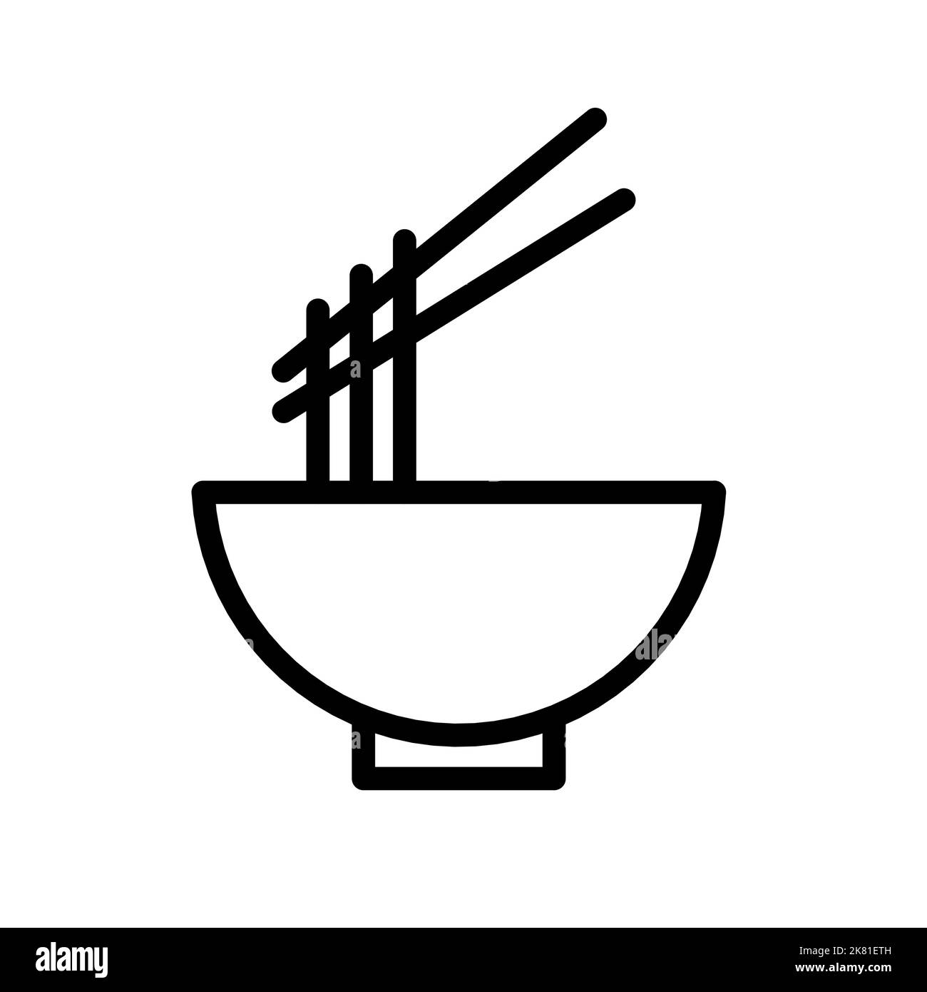 The noodle bowl icon outline isolated on a white vertical background ...