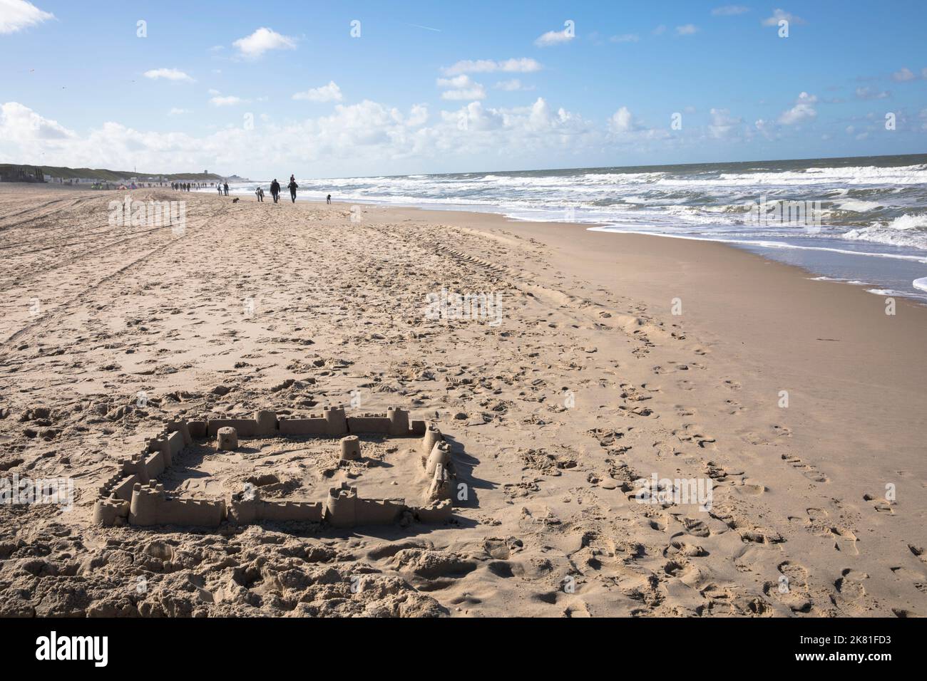 sandcastle on the beach in Oostkapelle on the peninsula Walcheren ...