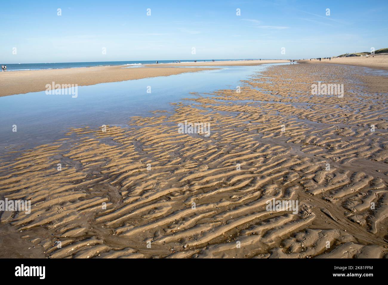 a tidal channel at the beach in Oostkapelle on the peninsula Walcheren ...