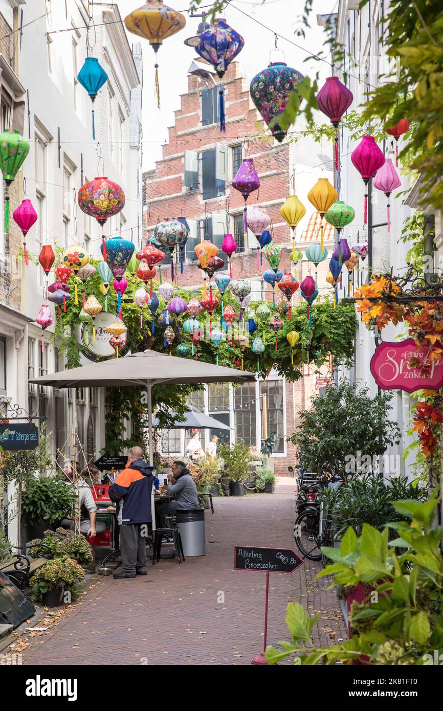 Middelburg on the peninsula Walcheren, lampignon above the street ...