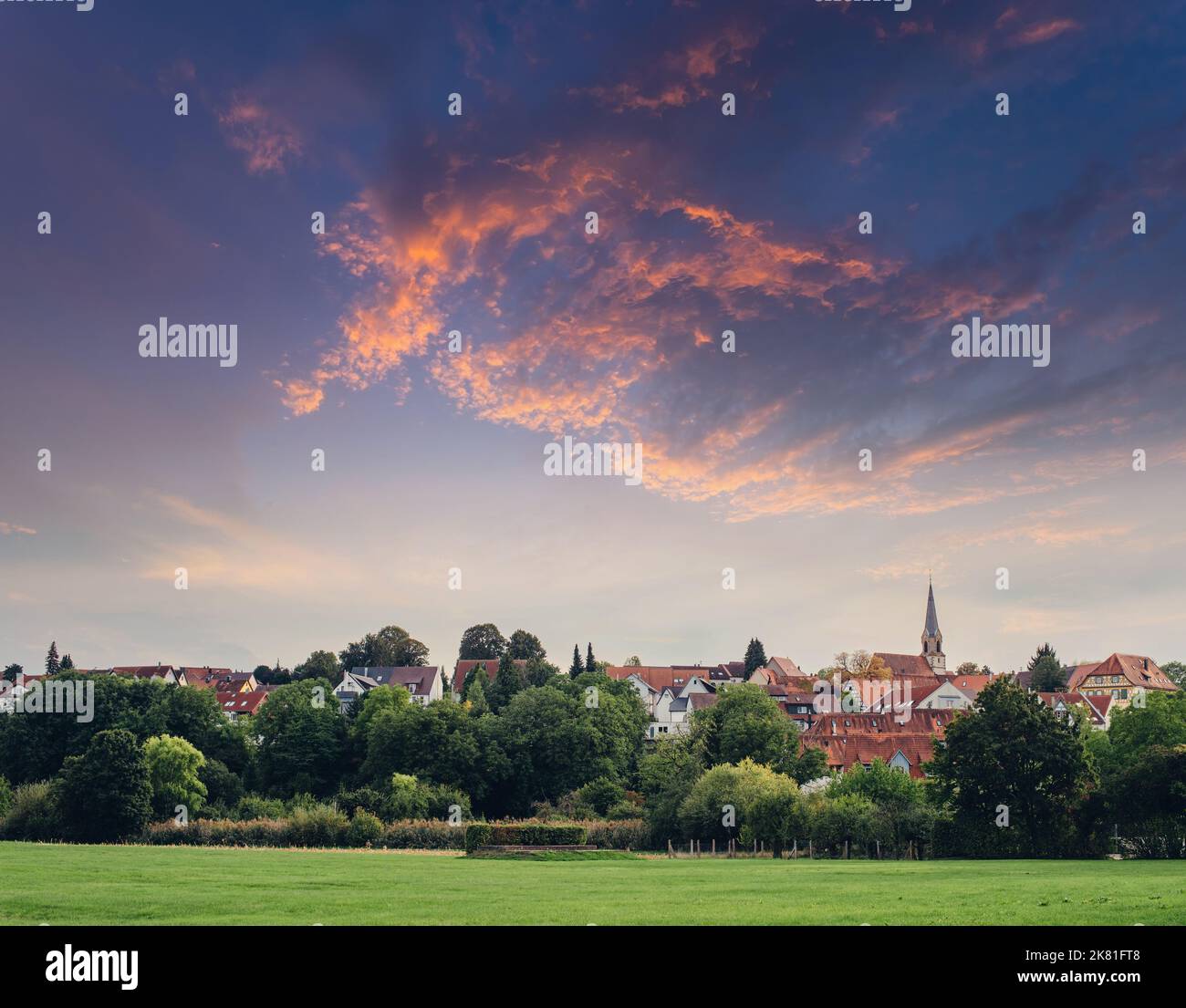 Freiberg am Neckar On the Sunset. Small European town in Baden ...