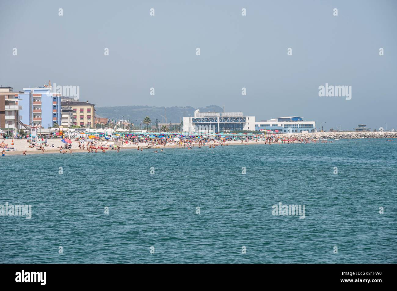 Fano, Italy - 06-22-2022: The beach of the saxony of Fano Stock Photo ...