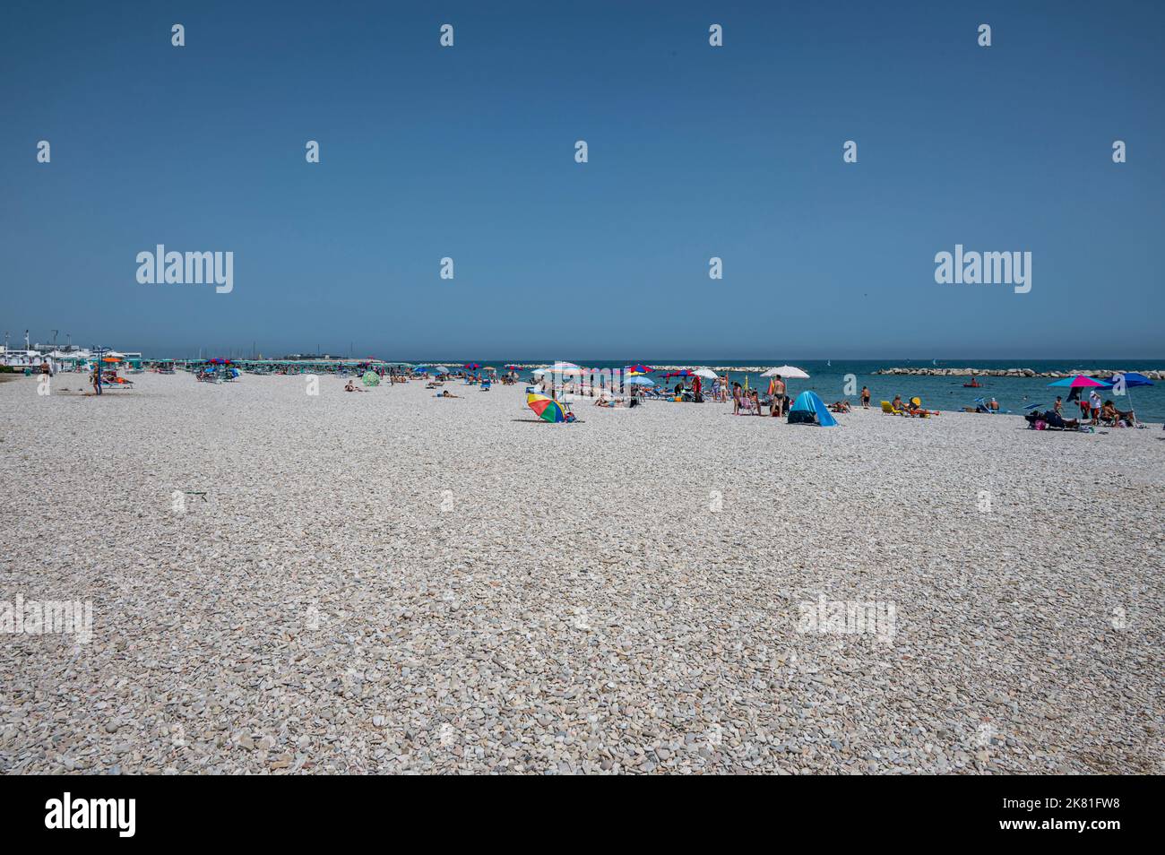 Fano, Italy - 06-22-2022: The beach of the saxony of Fano Stock Photo ...