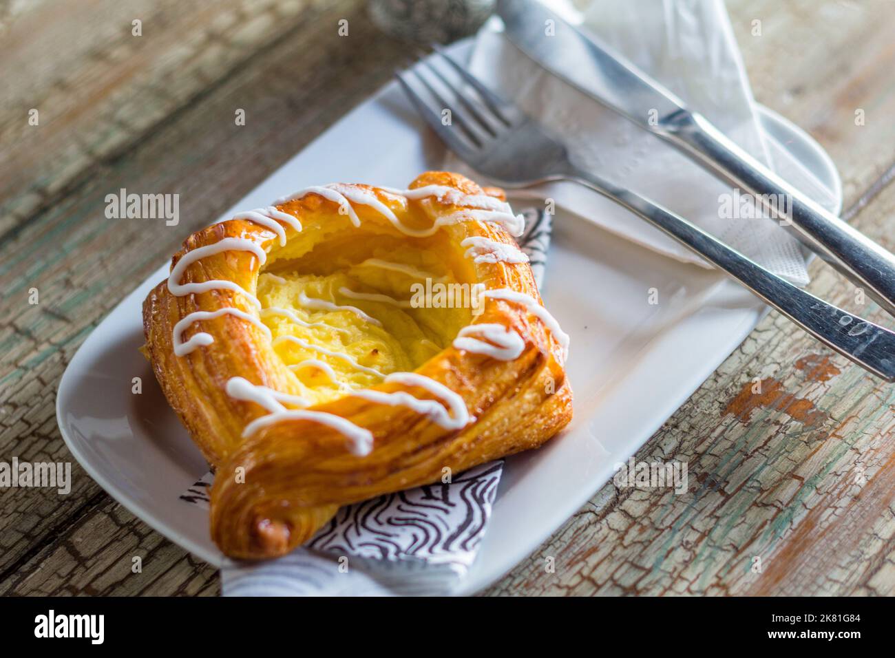 A cheese danish pastry at a local cafe in Cebu City, Philippines Stock ...