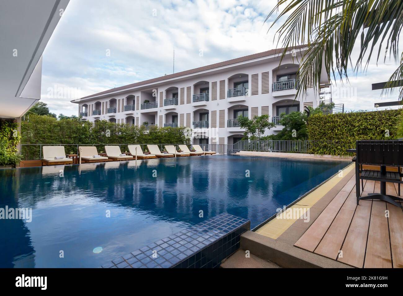 swimming pool of hotel in Cambodia Stock Photo - Alamy