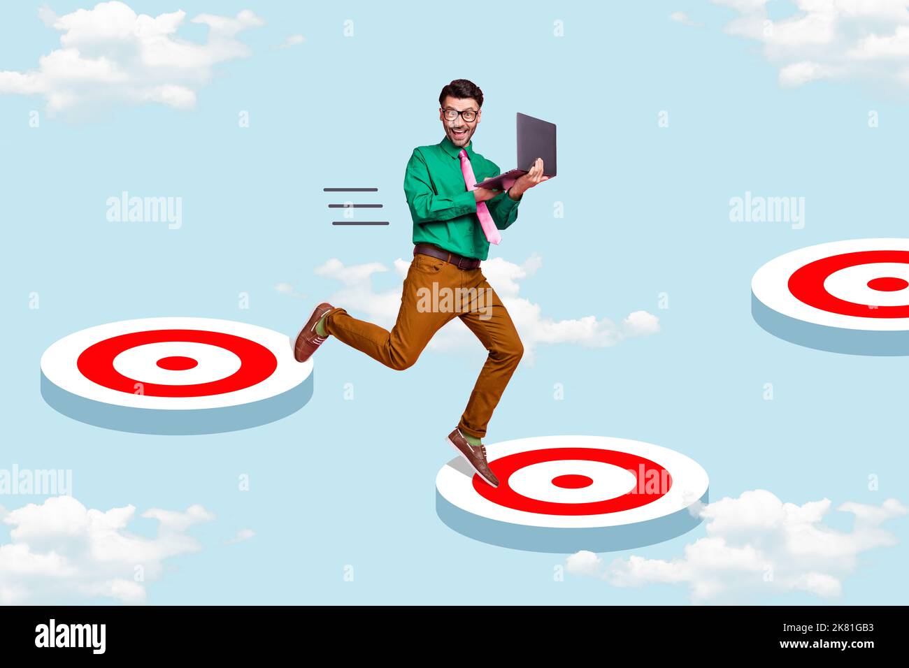 Creative photo collage illustration of funny excited productive guy ...