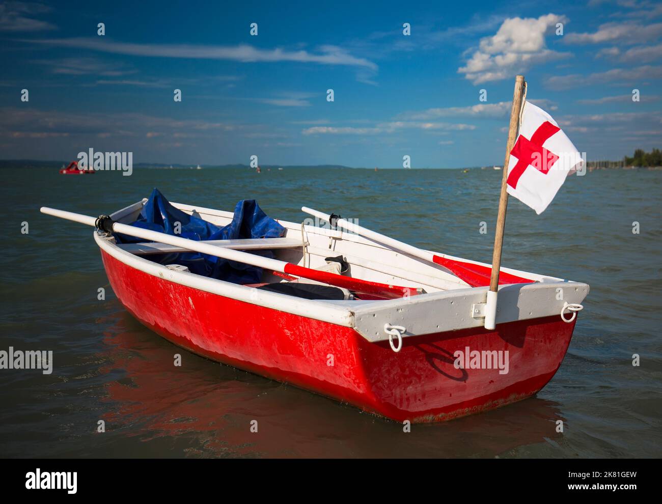 Medical rescue boat float on Lake Balaton, Hungary Stock Photo - Alamy