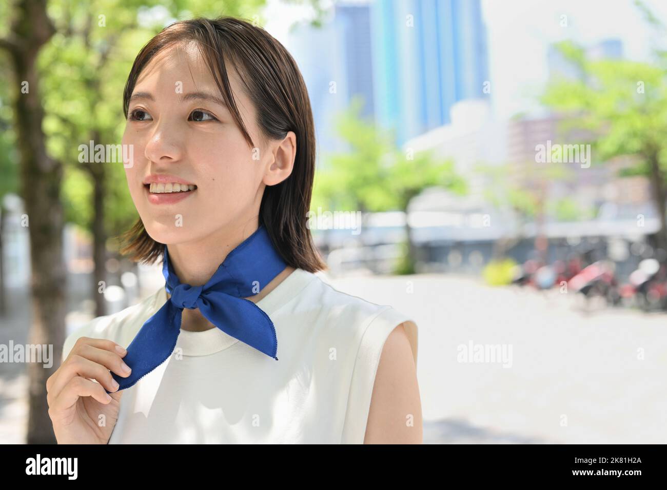 Japanese woman taking measures against the heat wave Stock Photo - Alamy