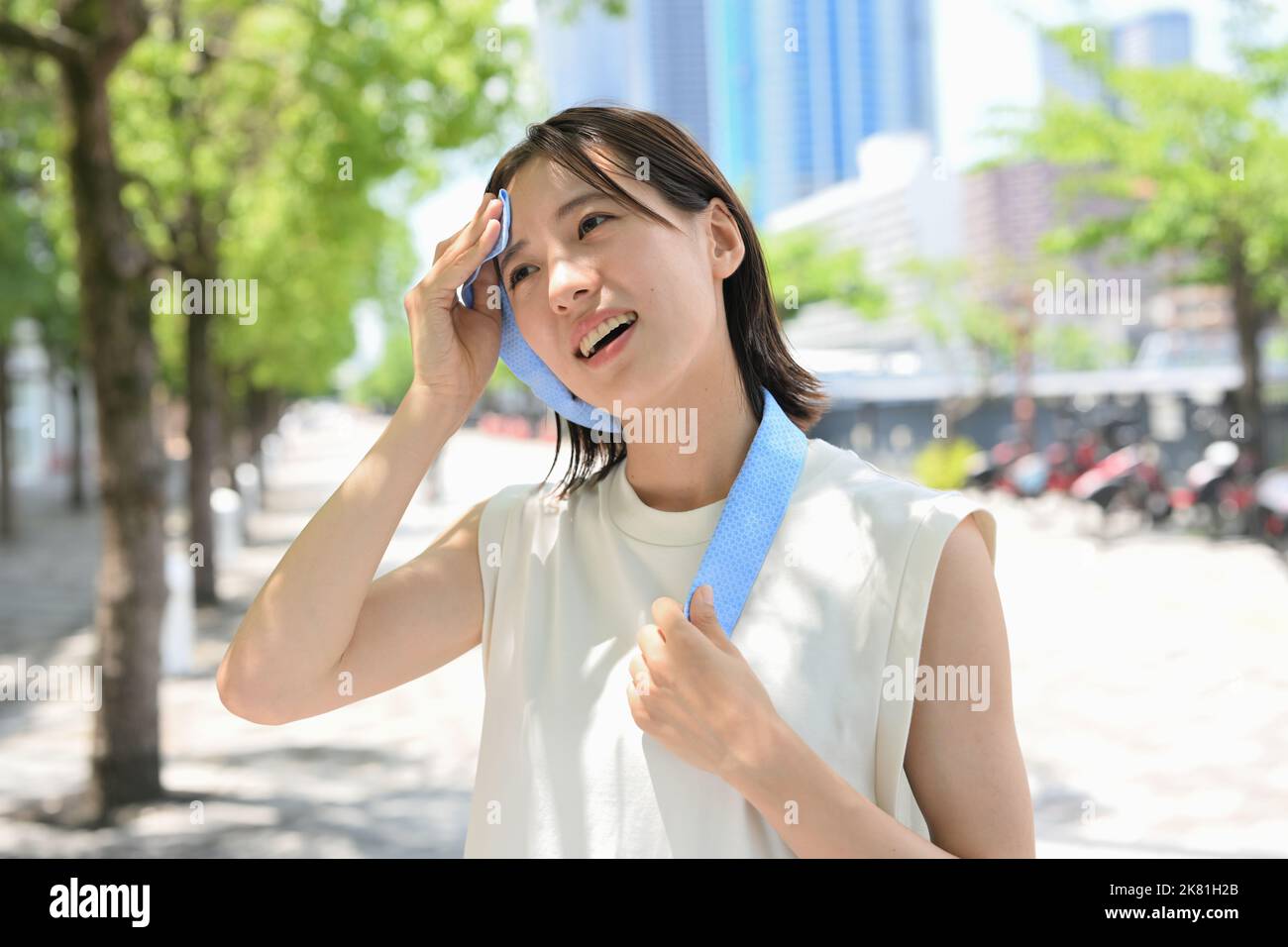 Japanese woman taking measures against the heat wave Stock Photo - Alamy